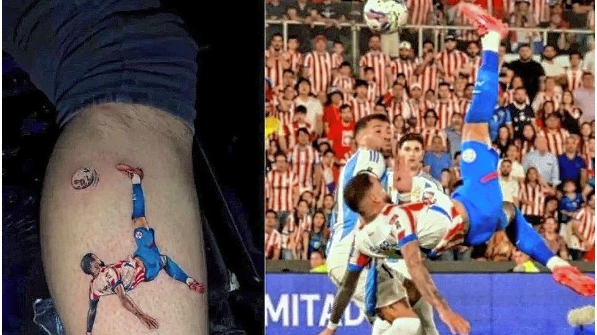 Un hincha de Paraguay se tatuó la chilena de Antonio Sanabria