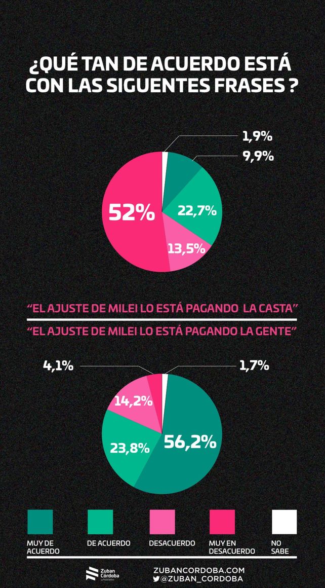 Alerta en la Casa Rosada: cae la imagen positiva de Milei y el apoyo a sus propuestas