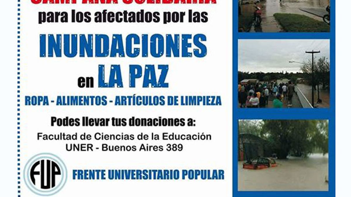 Ya se reciben donaciones para los damnificados de La Paz