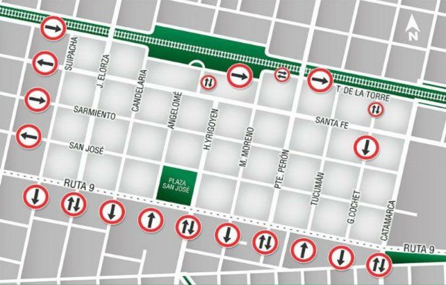 Funes implementa calles con mano única en el microcentro