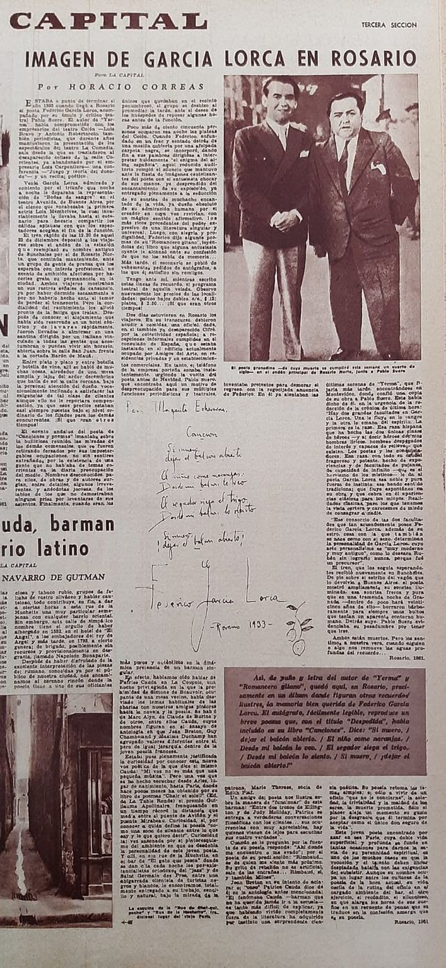 Federico García Lorca y Carlos Gardel las pasiones que Rosario no olvida