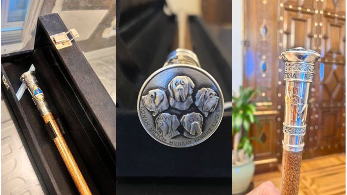 Los perros de Javier Milei fueron destacados en el bastón presidencial