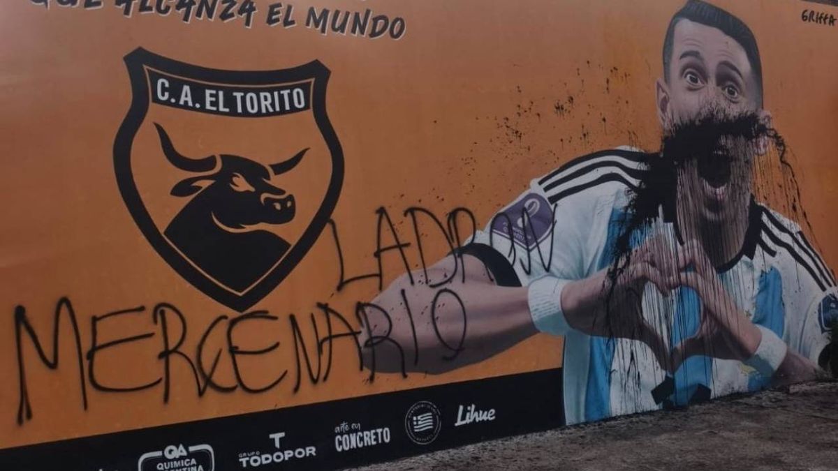 Ladrón: vandalizaron el mural de Ángel Di María en El Torito