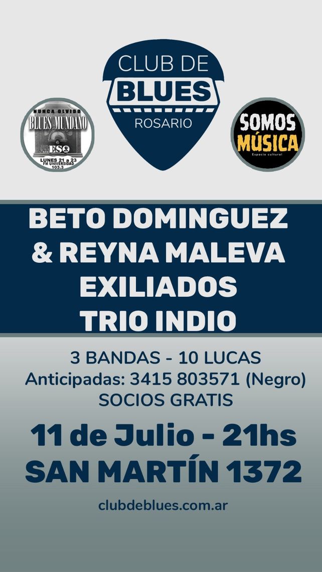 El Club del Blues vuelve esta noche con tres propuestas rosarinas