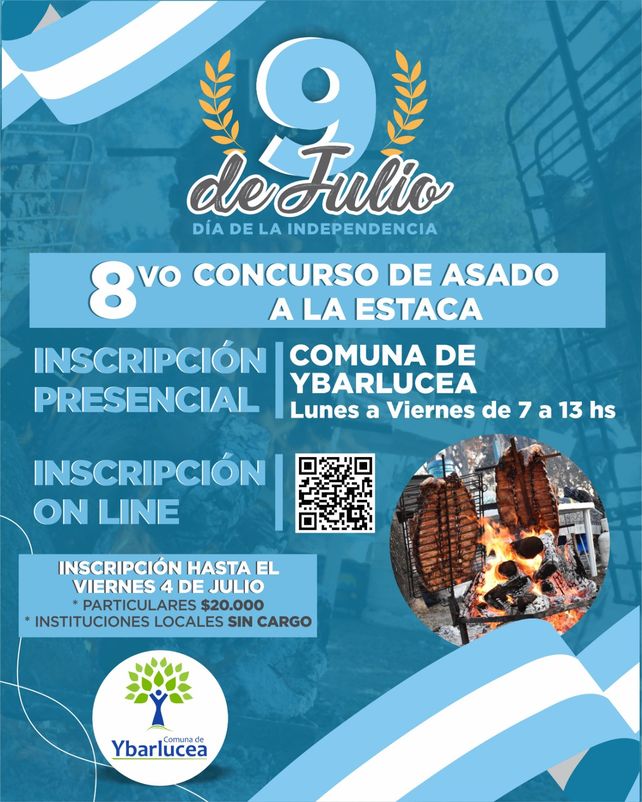 Ybarlucea celebrará el 9 de Julio con su tradicional concurso de asado a la estaca y una gran ...