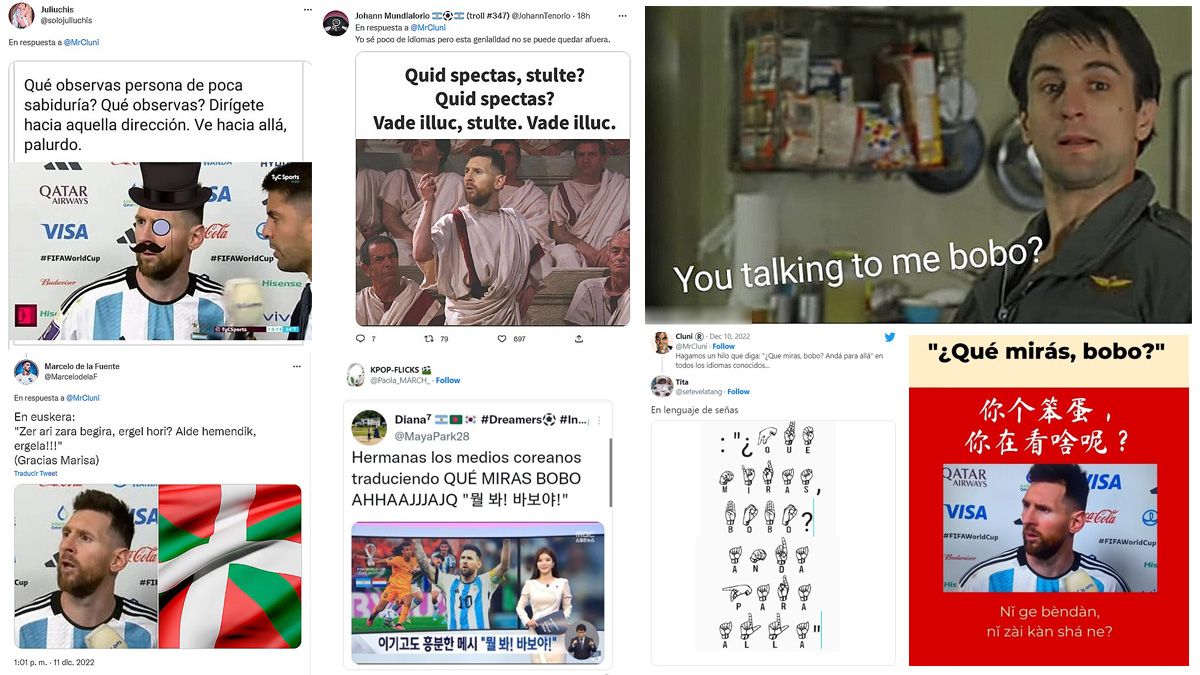 Lionel Messi y Qué mirás Bobo en los más variados idiomas