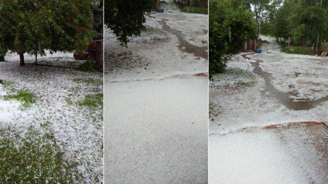 El granizo tapizó de blanco el suelo del sur entrerriano