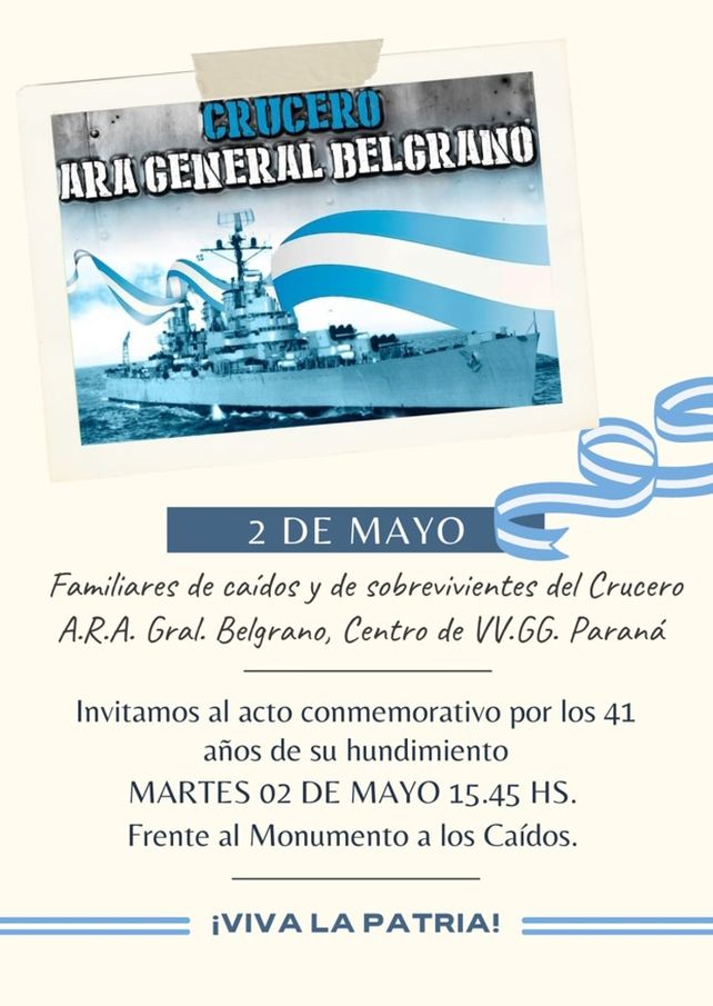Actos a 41 años del hundimiento del Crucero General Belgrano