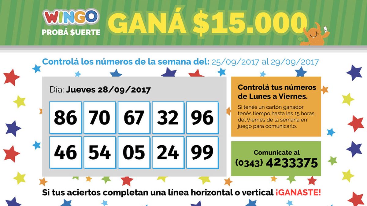 Controlá los números del Wingo