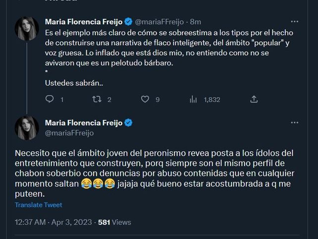 Cruce en redes entre Flor Freijo y Tomás Rebord: acusaciones y ...