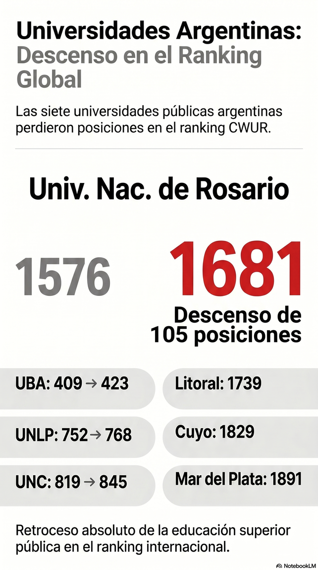 La UNR cayó 105 puestos en un ranking mundial que reflejó el retroceso ...